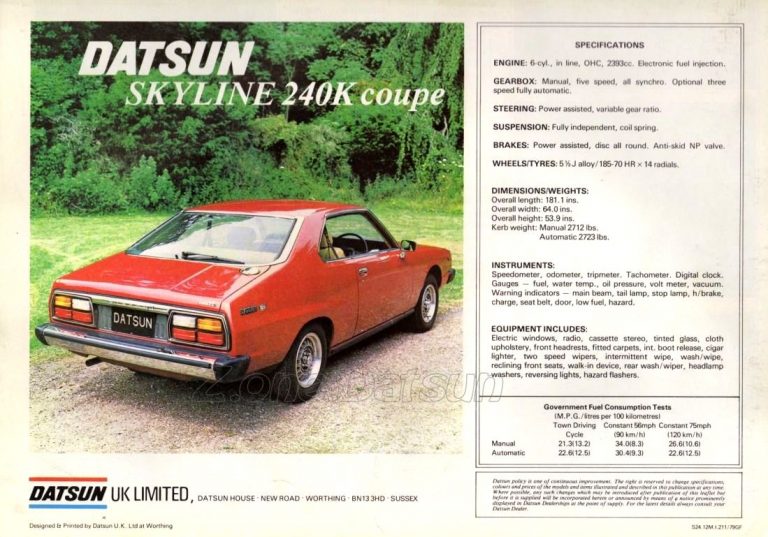 SKYLINE DATSUN – C110 ET C 210 (240K) – Z.ONE – ZONE DATSUN.FR