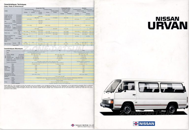 URVAN / HOMER / CARAVAN – Z.ONE – ZONE DATSUN.FR